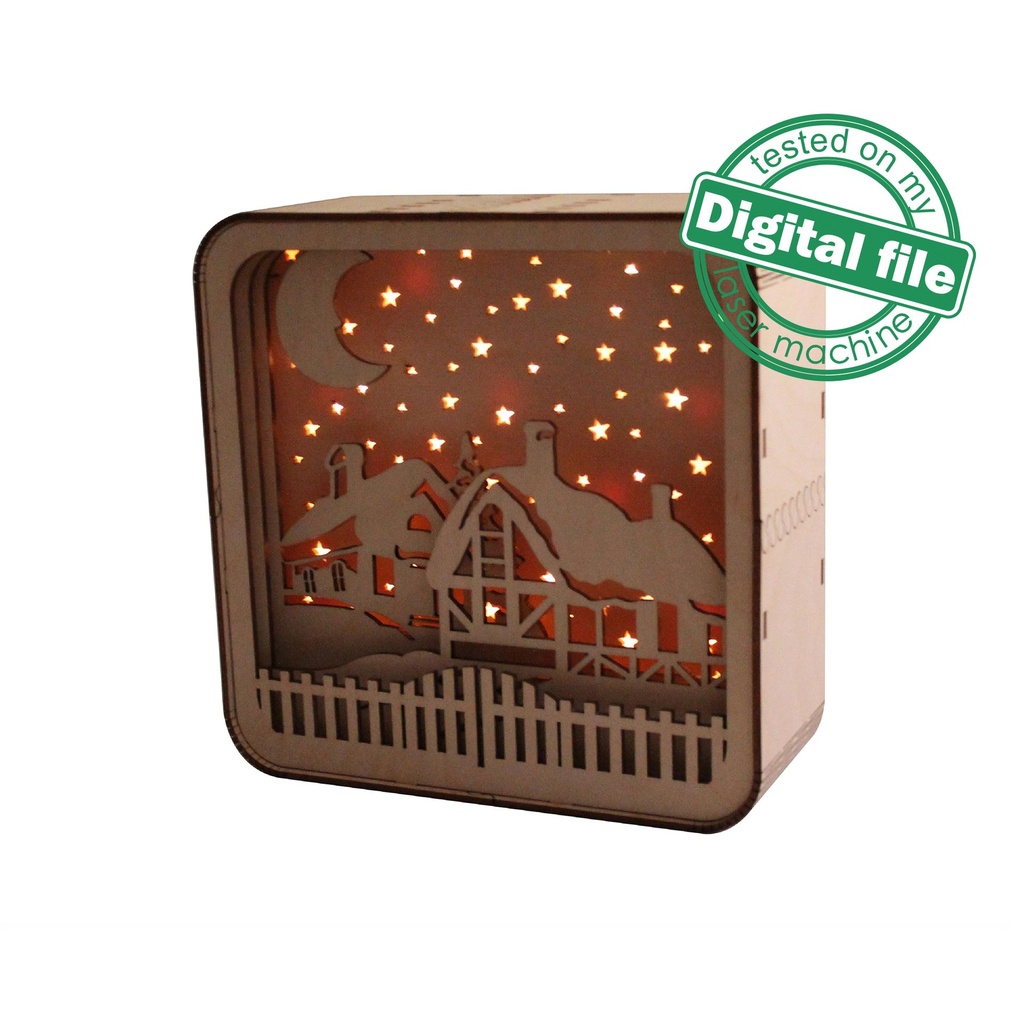 DXF, SVG files for laser Light box Christmas Village, Shadow box, Light ...