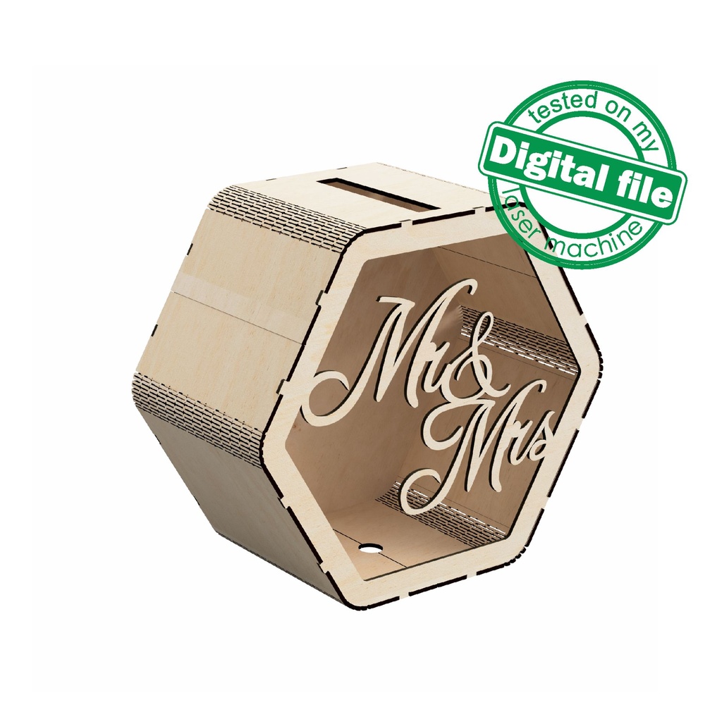DXF, SVG files for laser Personalized Wedding card box, Box for Wedding ...
