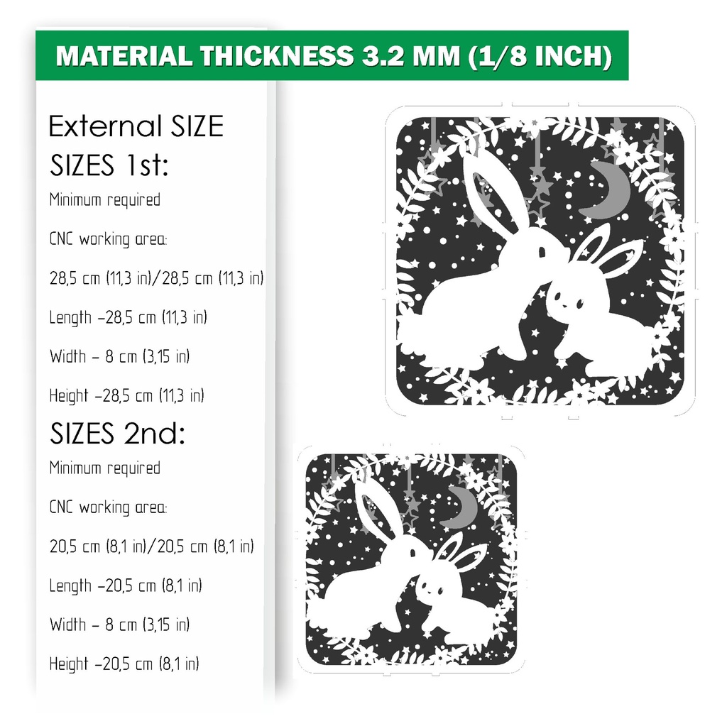 DXF, SVG files for laser Light box Mummy & Baby Bunny, Baby shower ...