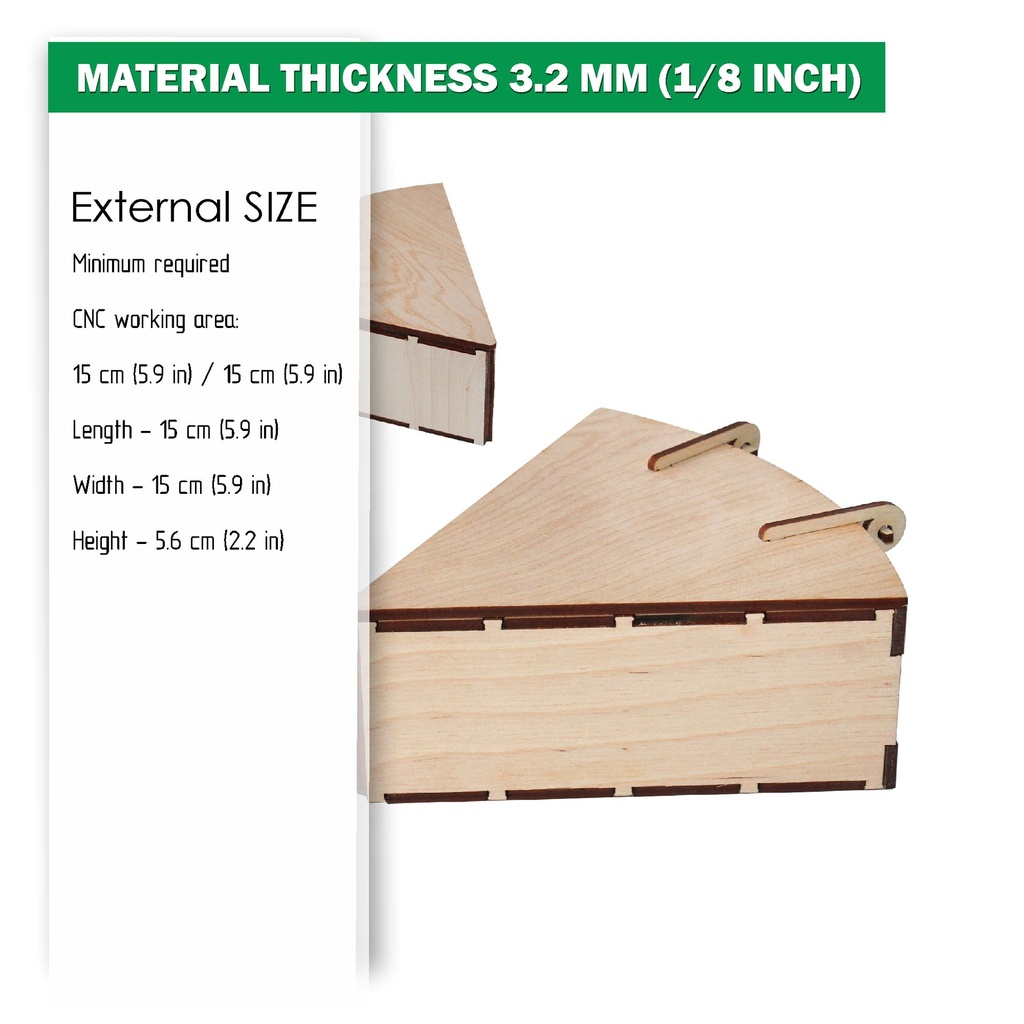 DXF, SVG files for laser Triangle wooden box Piece of Cheese, Two ...