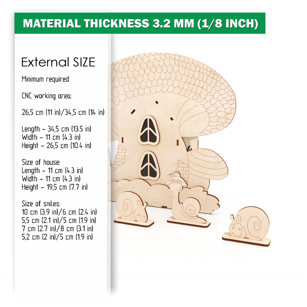 DXF, SVG files for laser Mushroom and Snails Toy House, Nursery decor ...