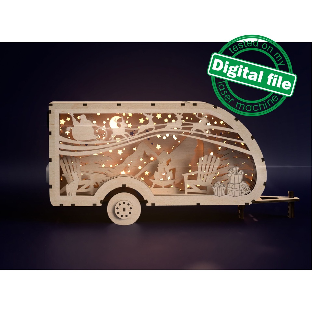 DXF, SVG files for laser Light Box Travel Trailer, Seasons ...