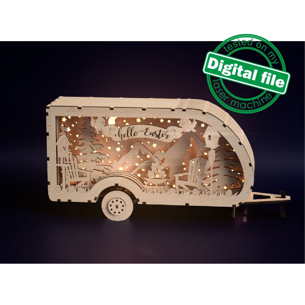 DXF, SVG files for laser Light Box Travel Trailer, Seasons ...