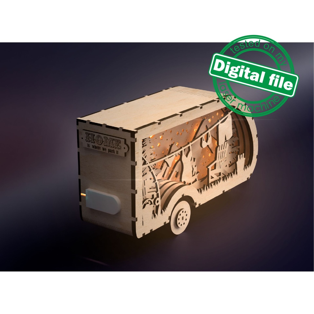 DXF, SVG files for laser Light Box Travel Trailer, Seasons ...