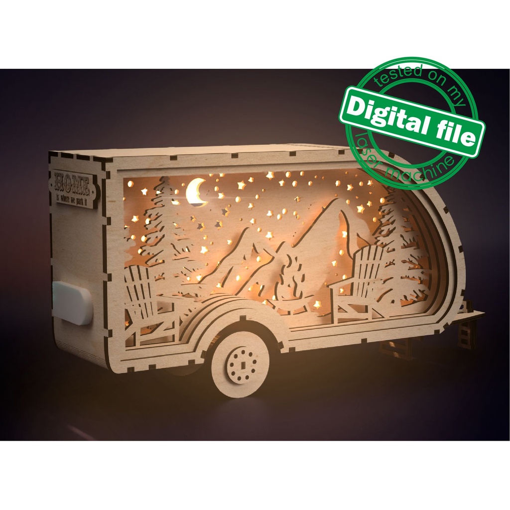 DXF, SVG files for laser Light Box Travel Trailer, Seasons ...