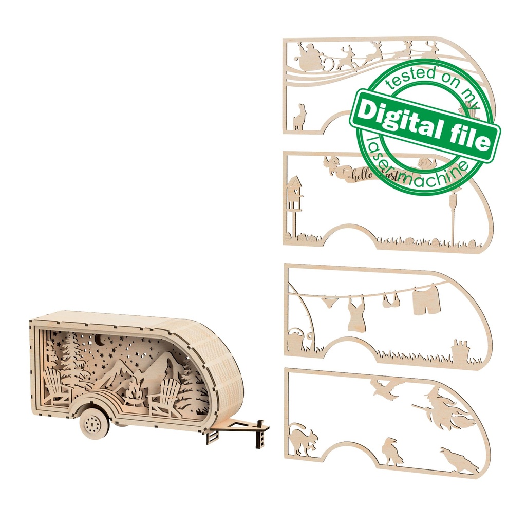 DXF, SVG files for laser Light Box Travel Trailer, Seasons ...