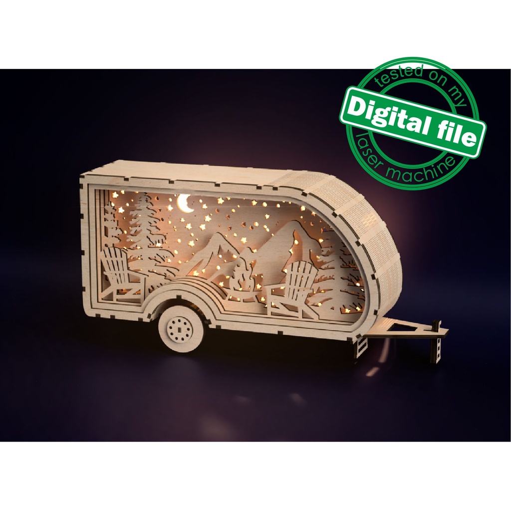 DXF, SVG files for laser Light Box Travel Trailer, Seasons ...