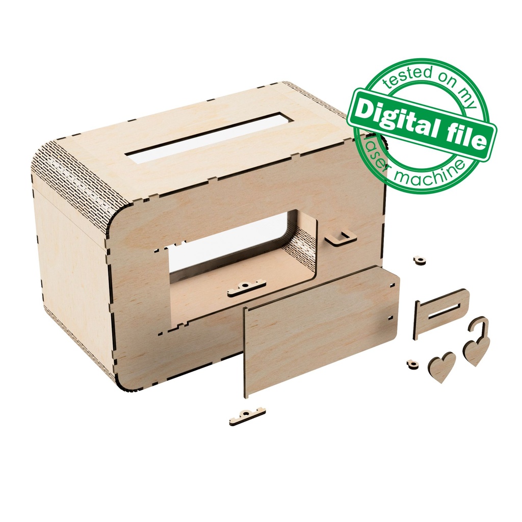 DXF, SVG files for laser Wedding card box, money box, Engagement Card ...