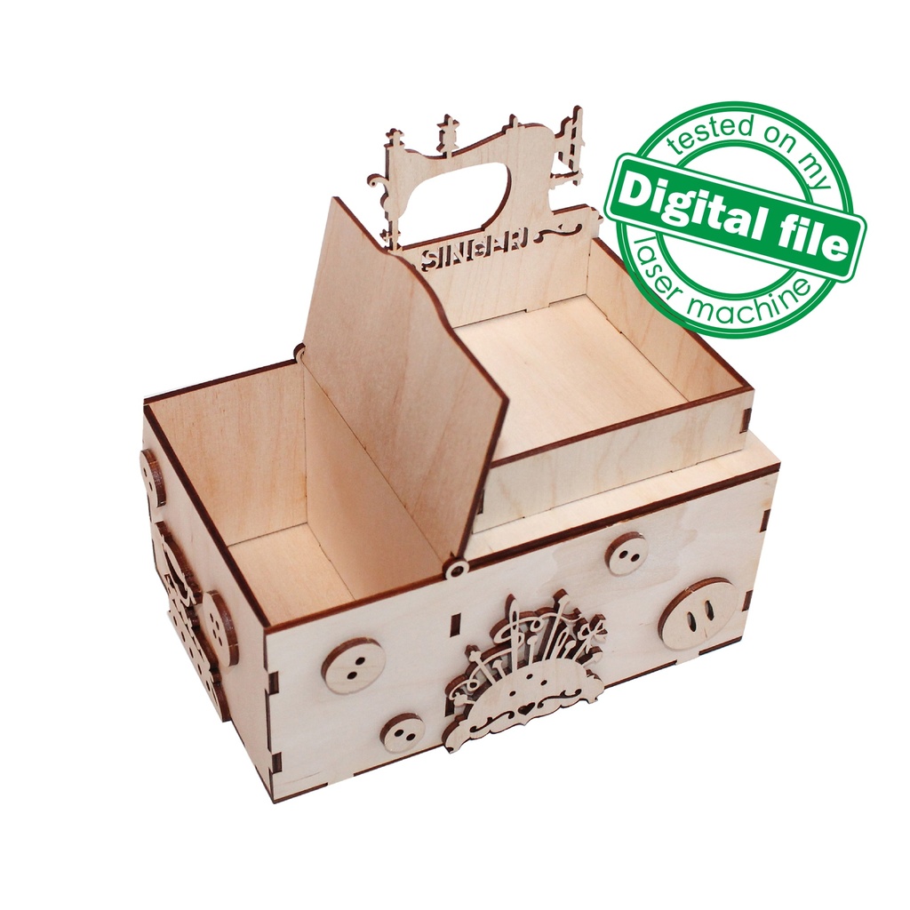 DXF, SVG files for laser Craft box Sewing machine, Vintage Sewing Box ...