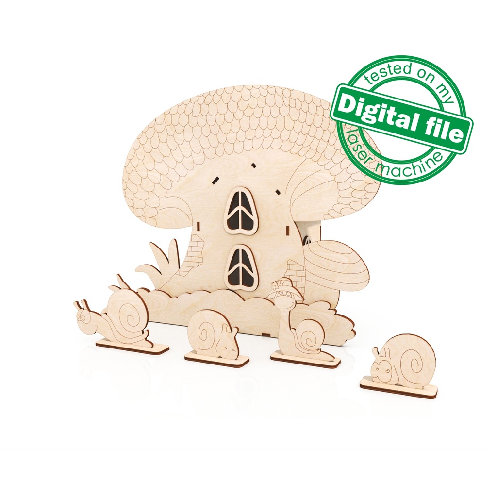 DXF, SVG files for laser Mushroom and Snails Toy House, Nursery decor ...