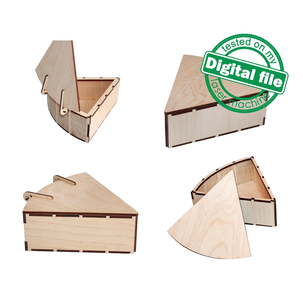DXF, SVG files for laser Triangle wooden box Piece of Cheese, Two ...