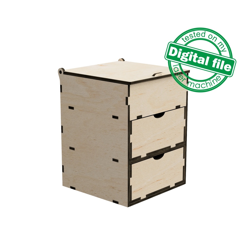 DXF, SVG files for laser Tiny Chest of Drawers, Small box with 2 ...