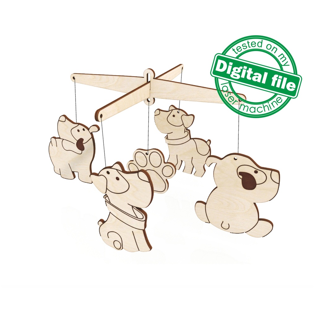 DXF, SVG files for laser baby mobile, Paint your own Puppies Nursery ...