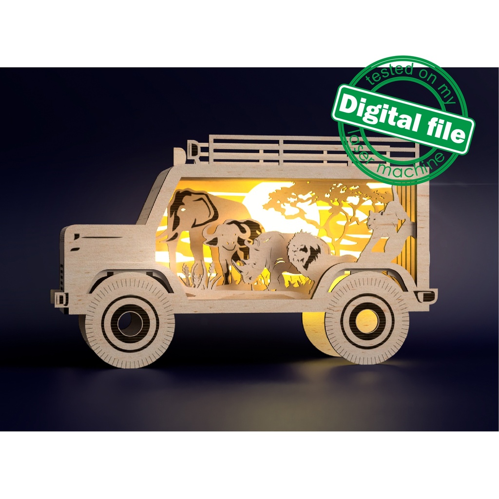DXF, SVG files for laser cut Safari. Big five African animals: elephant, lion,leopard,rhinoceros ...