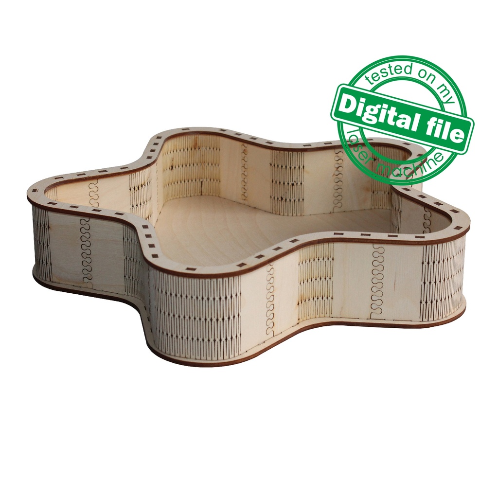 DXF, SVG files for laser Wooden Tray Star, flexible plywood, Vector ...