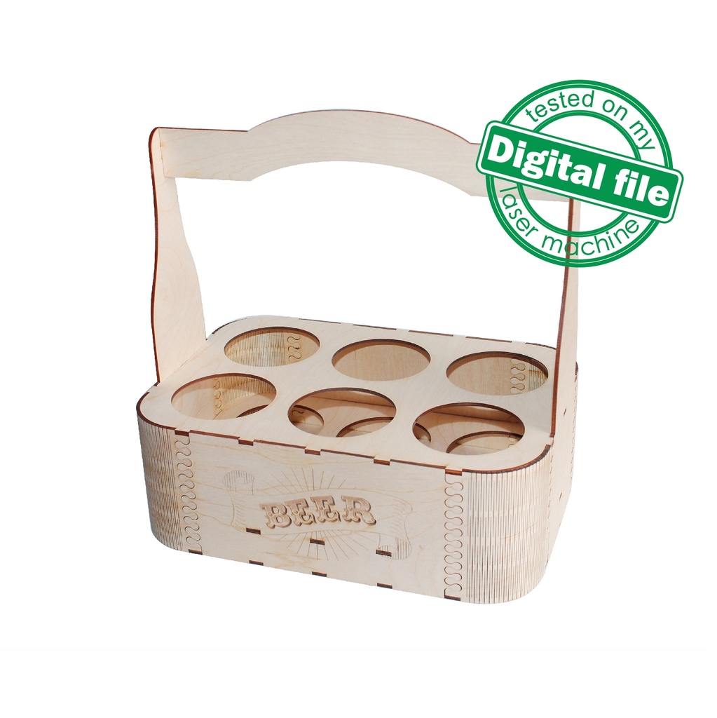 DXF, SVG files for laser Beer holder box, Vector project, Glowforge ...