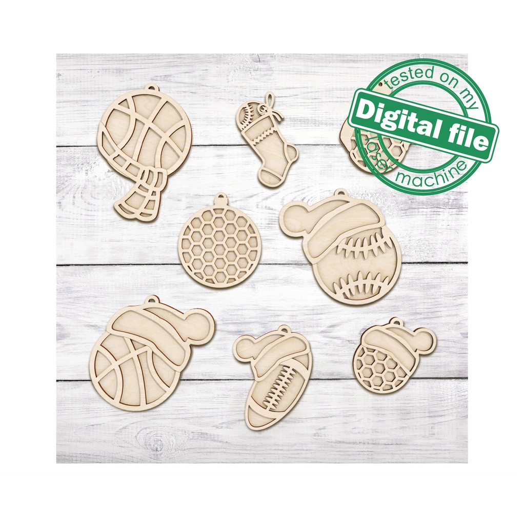 SVG, DXF files, 8 designs Christmas ornaments, Sport balls, Fan ...