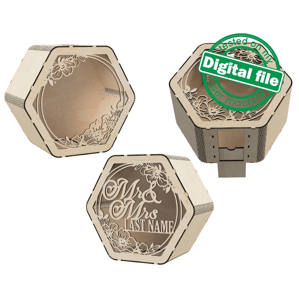 DXF, SVG files for laser Personalized Wedding card box, Box for Wedding ...