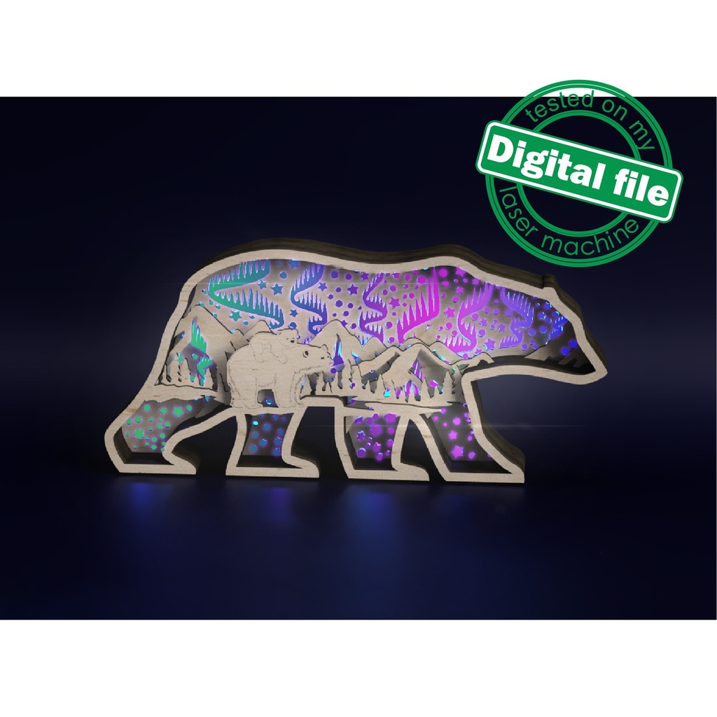 Files for laser or plotter Multilayer polar bear decoration, Northern ...
