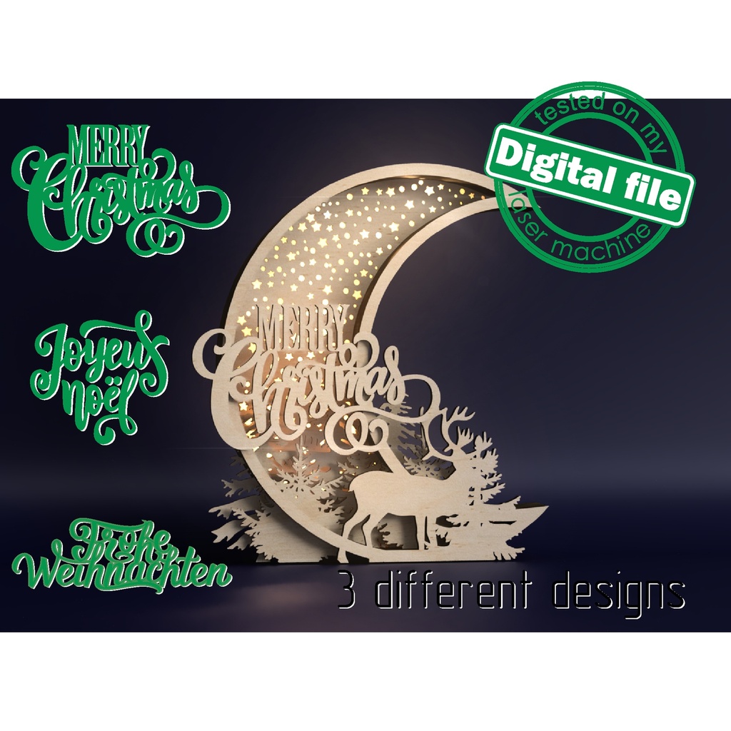 DXF, SVG files for laser or plotter cutting Glowing Christmas ...